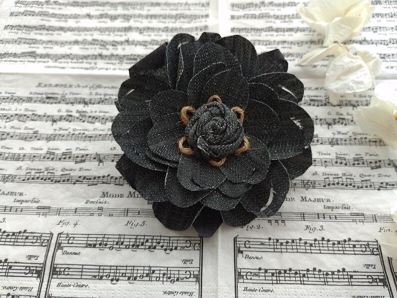 Shabby Shic Denim Flower Pin Rustic Denim Boho Dress Flower - Etsy
