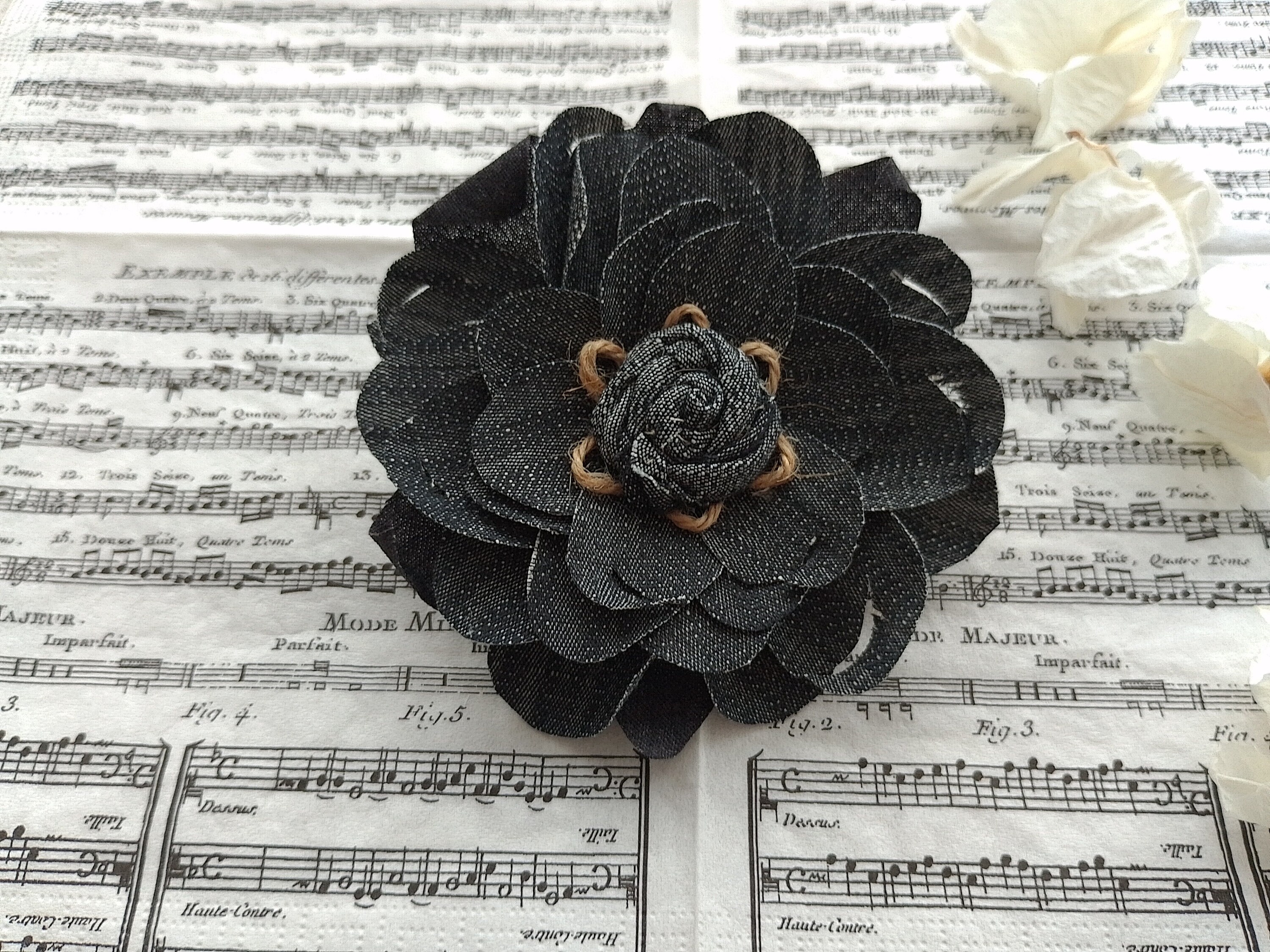 Shabby Shic Denim Flower Pin Rustic Denim Boho Dress Flower - Etsy