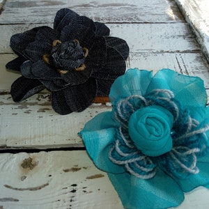 Shabby Shic Denim Flower Pin Rustic Denim Boho Dress Flower | Etsy