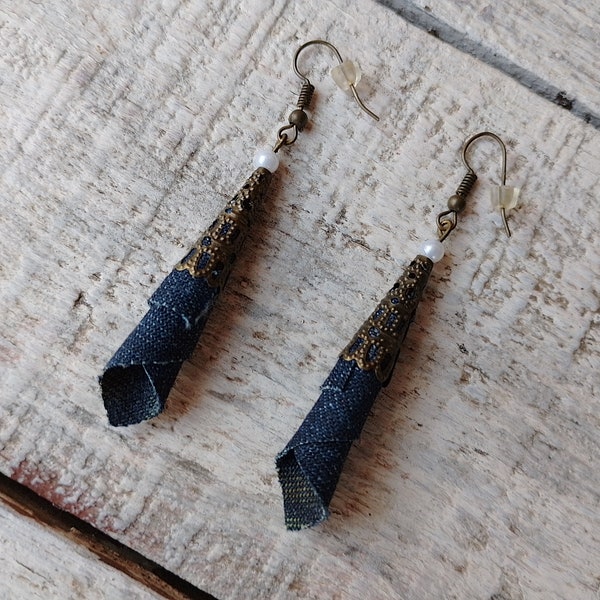 Denim Earrings - Etsy