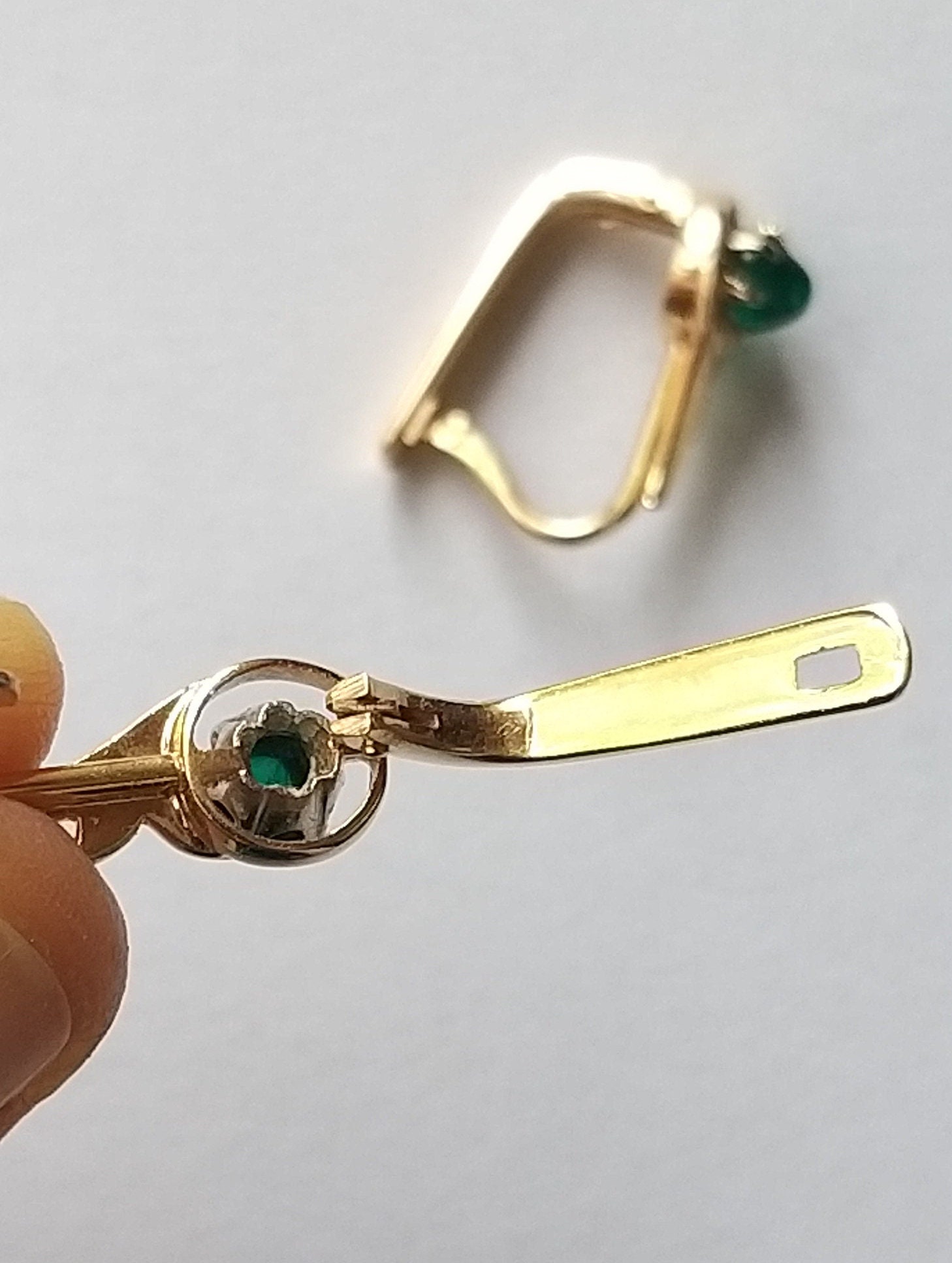 Natural Emerald Vintage Gold 583 Star Solid Gold Rose Gold Earrings ...