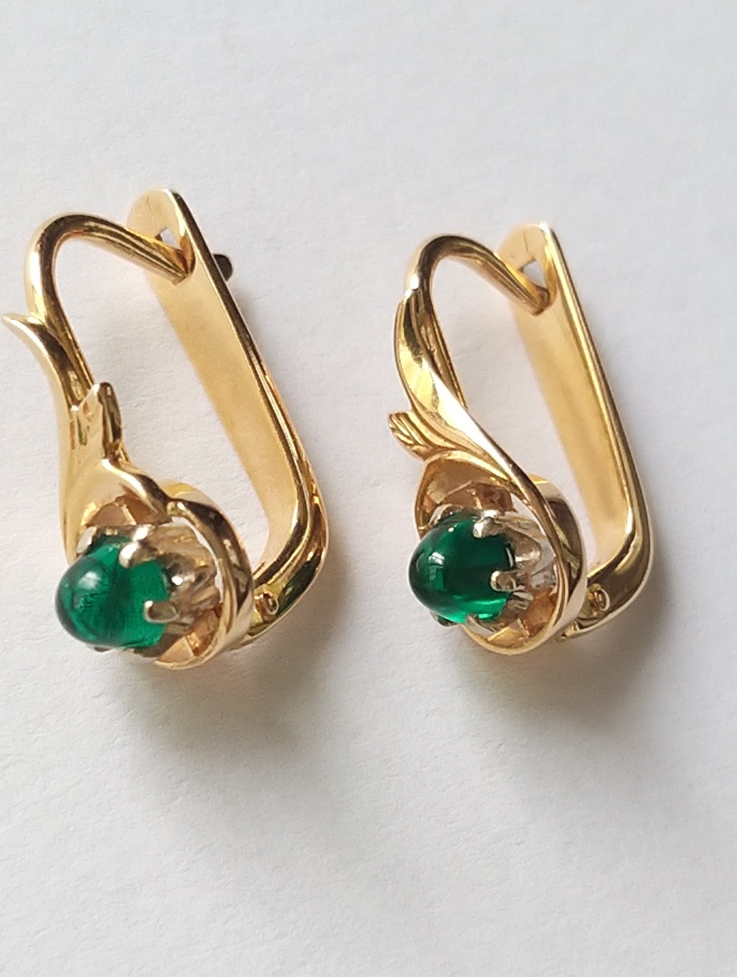 Natural Emerald Vintage Gold 583 Star Solid Gold Rose Gold - Etsy