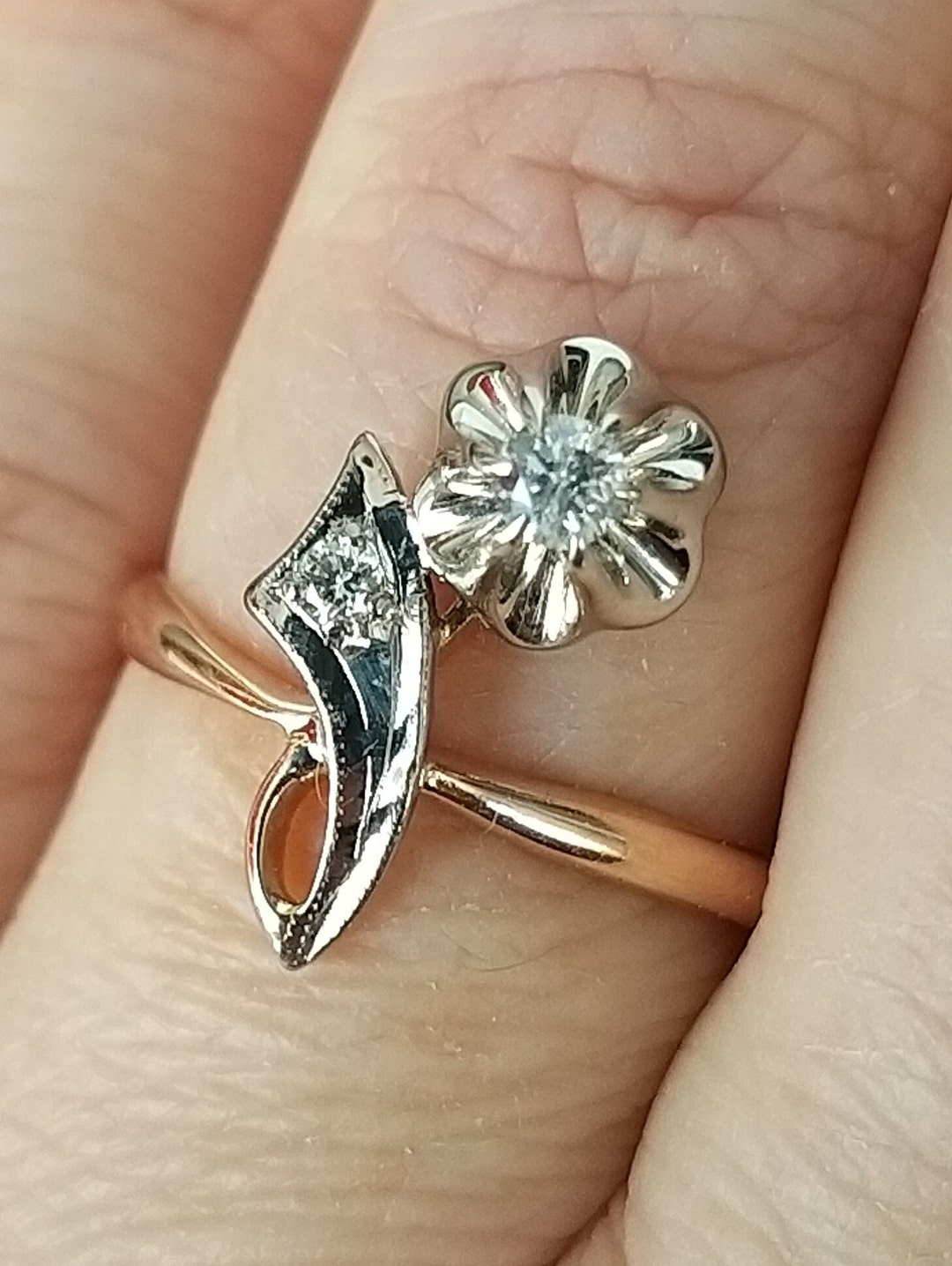 Vintage Gold 583, Solid Gold 583, Platinum, Rose Gold 583, Ring With ...