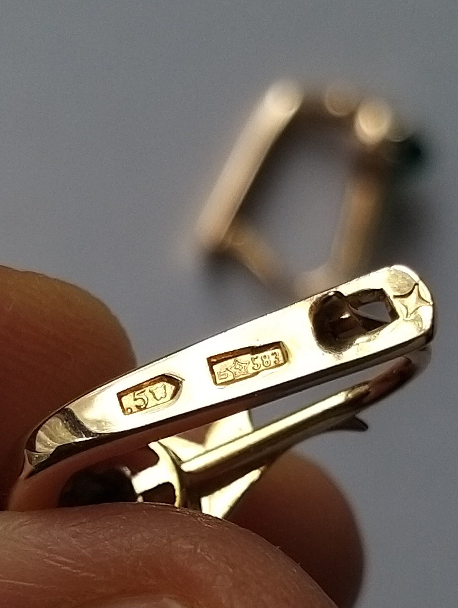 Natural Emerald Vintage Gold 583 Star Solid Gold Rose Gold Earrings ...