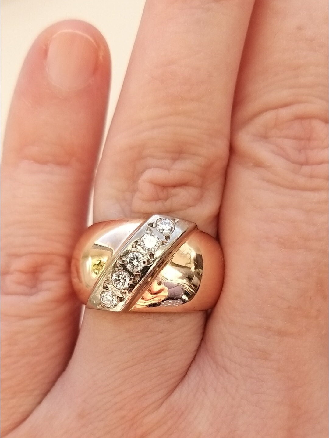 Vintage Gold 583, Solid Gold 583, Platinum, Rose Gold 583, Ring With ...