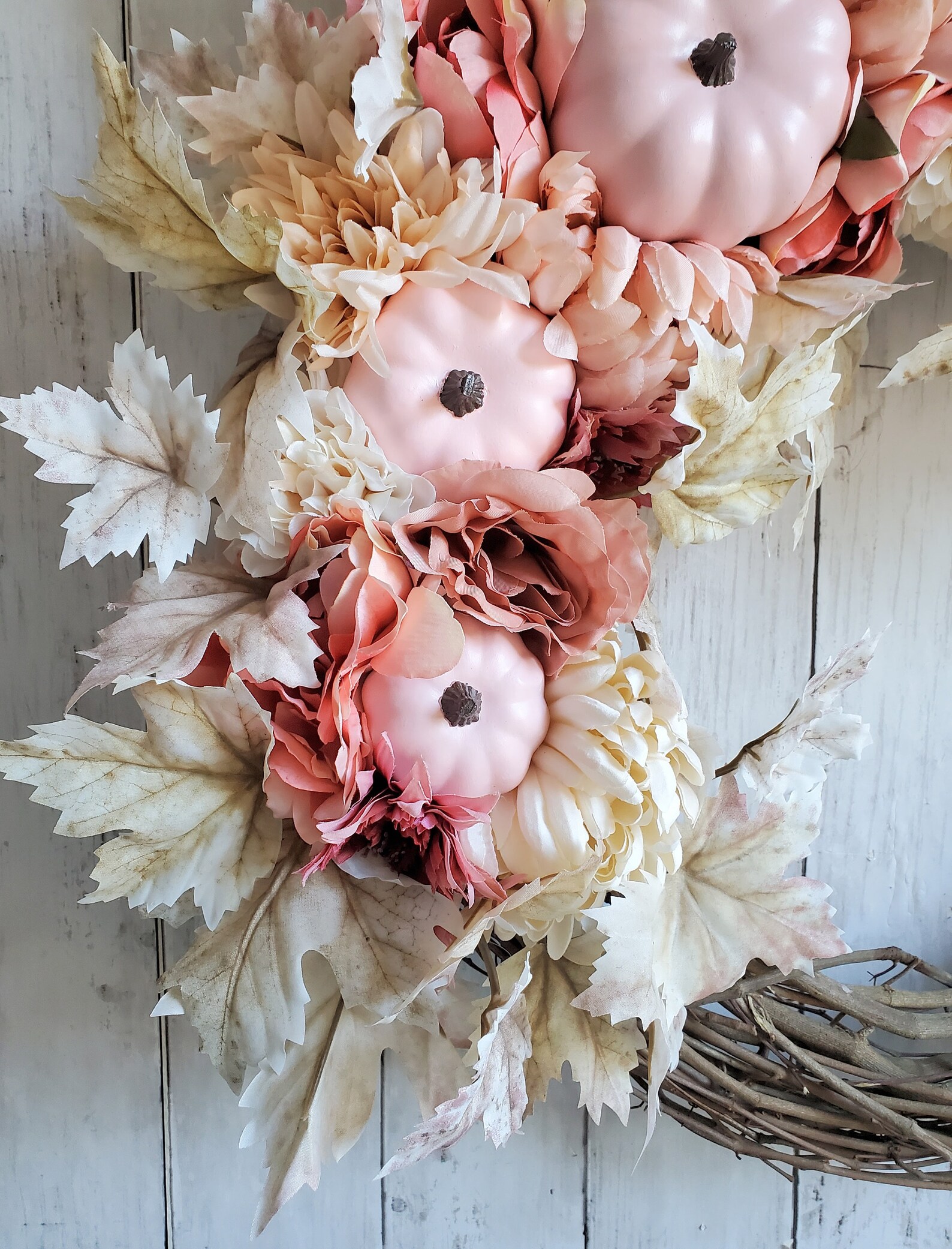Pink Pumpkin Fall Wreath Large Autumn Wreath Thanksgiving - Etsy