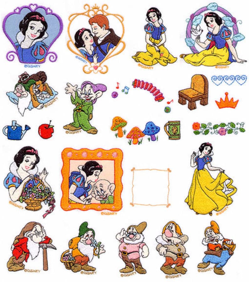 Snow White Embroidery Design Bundle - 25+ Designs!!! - Etsy