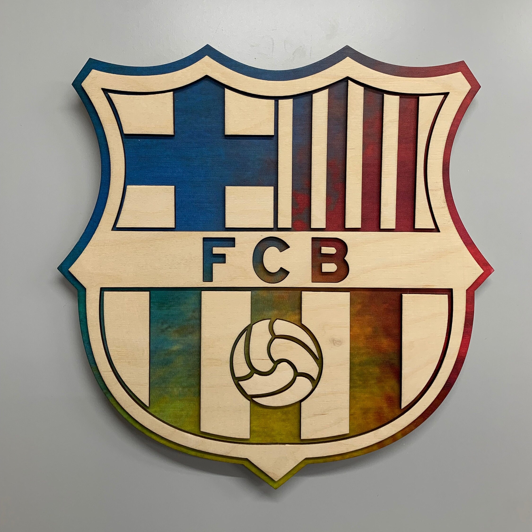 FC Barcelona Handcrafted Wooden Crest - Etsy