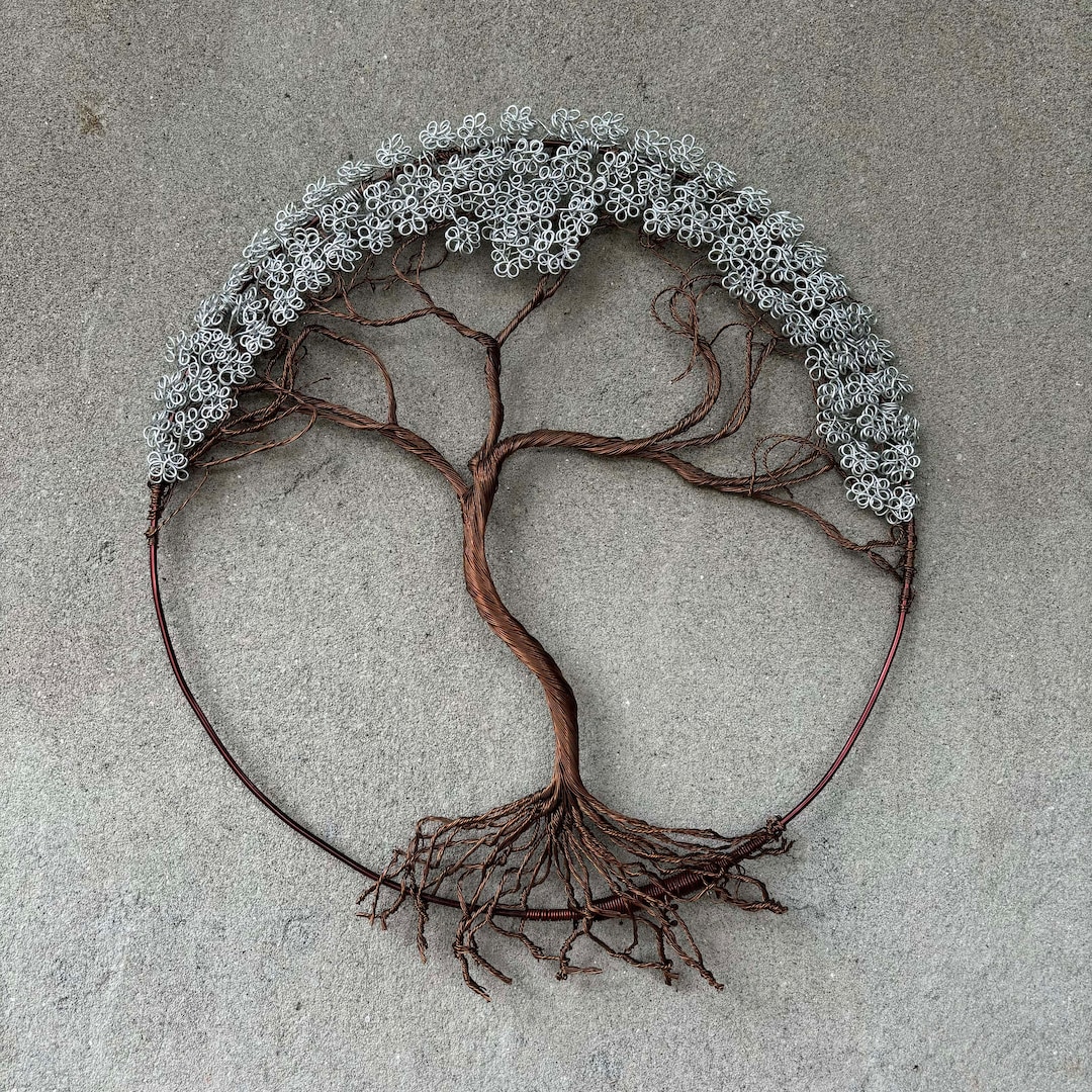Handmade 30 Cms Wire Tree of Life. Silver and Copper Shade Aluminium Wire.original Gift. Nature ...