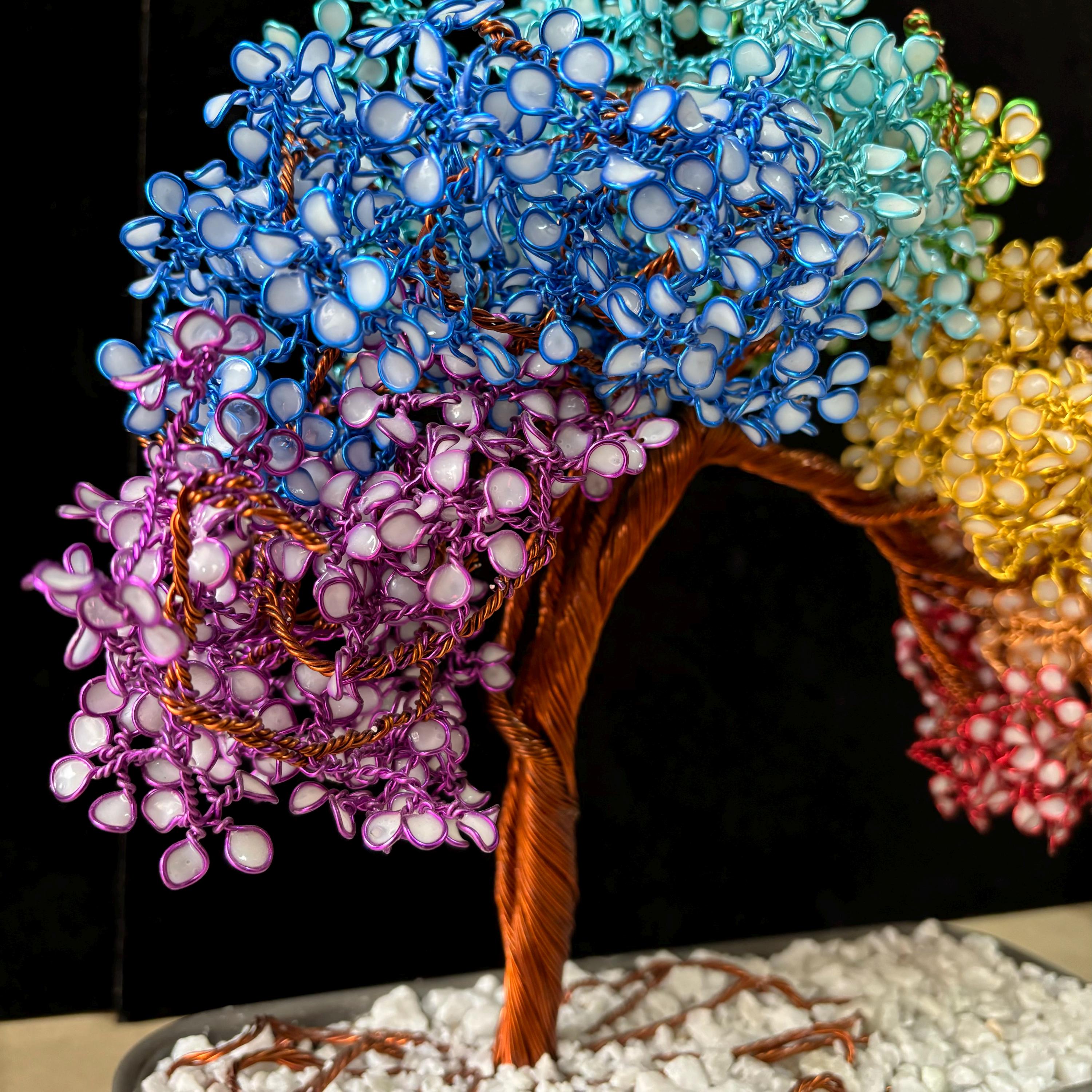Handmade Rainbow Wire Bonsai Tree: Colorful Aluminum Sculpture - Etsy