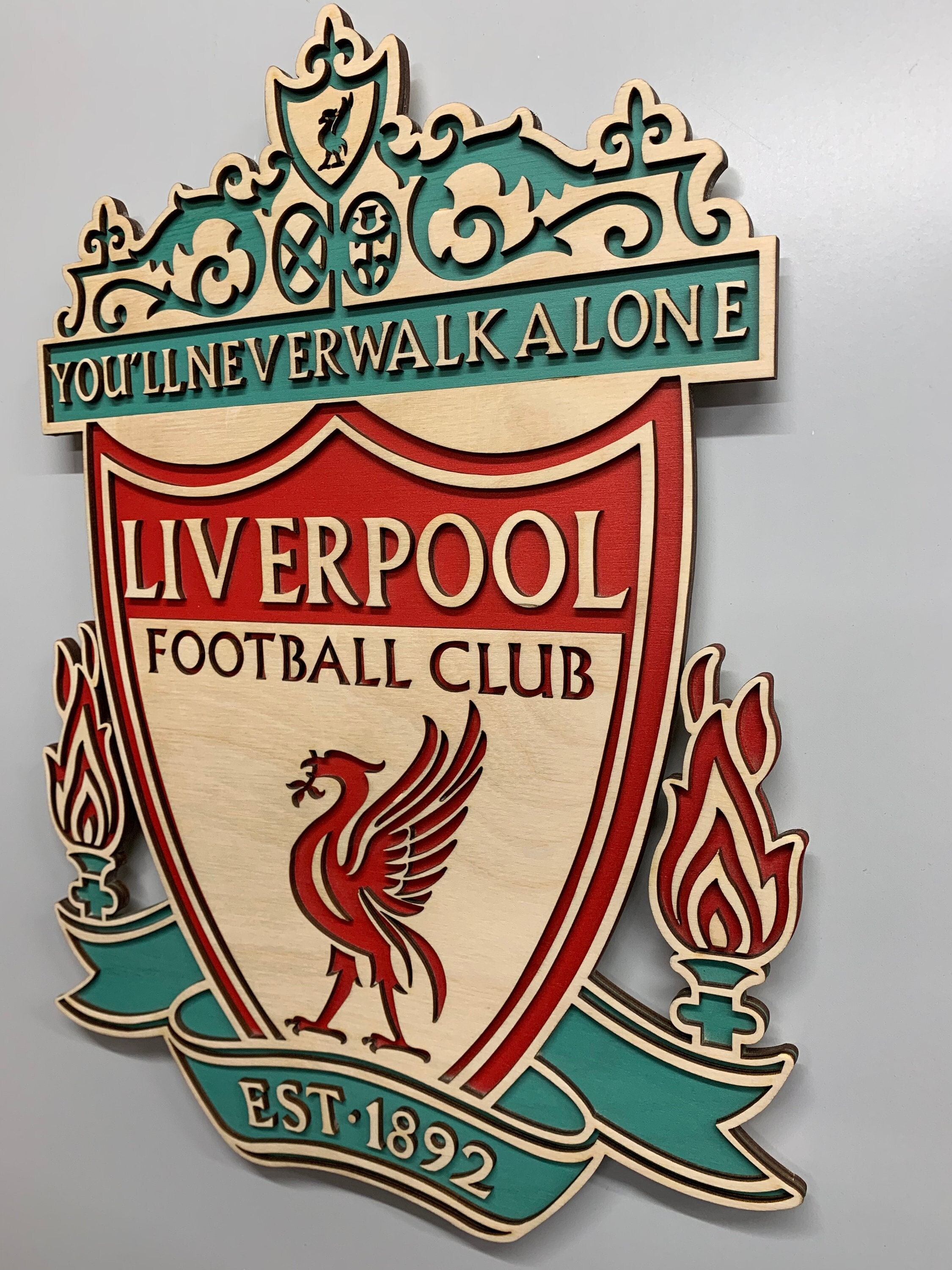 Liverpool FC Handcrafted Wooden Crest - Etsy Norway