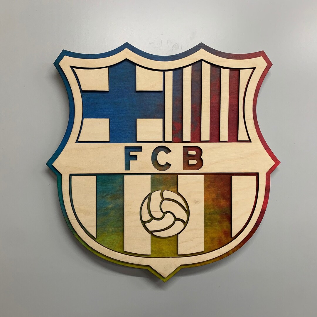 FC Barcelona Handcrafted Wooden Crest - Etsy