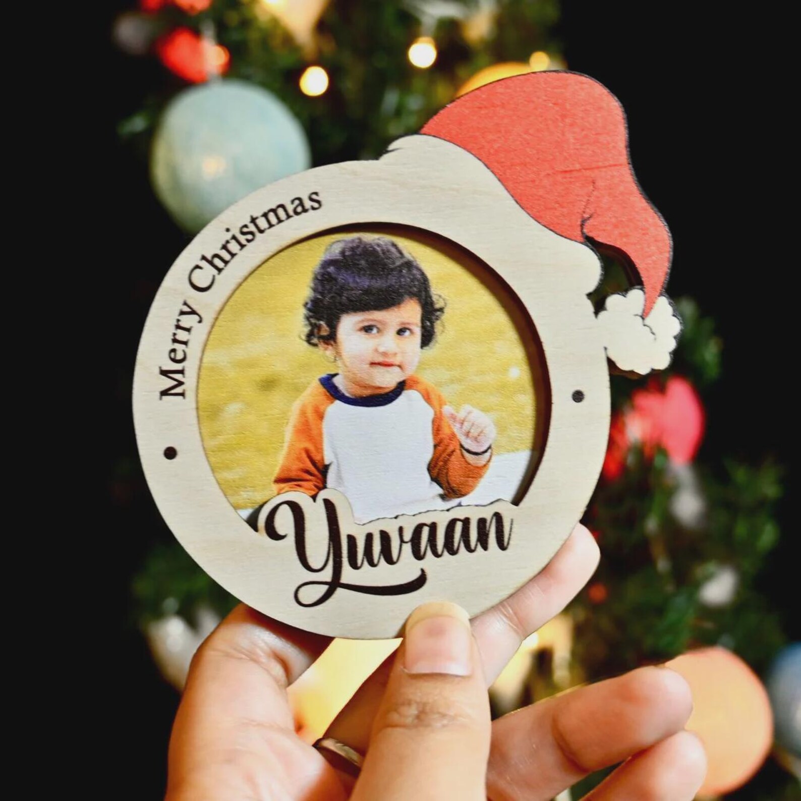 Personalized Christmas Photo Magnet: Custom Wooden Holiday Keepsake - Etsy