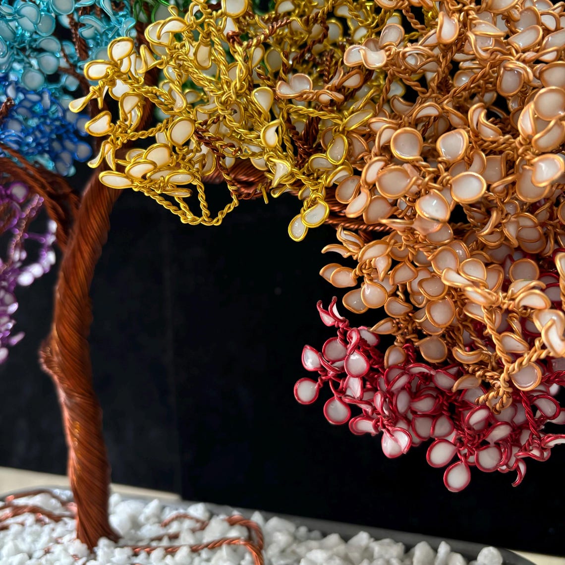 Handmade Rainbow Wire Bonsai Tree: Colorful Aluminum Sculpture - Etsy