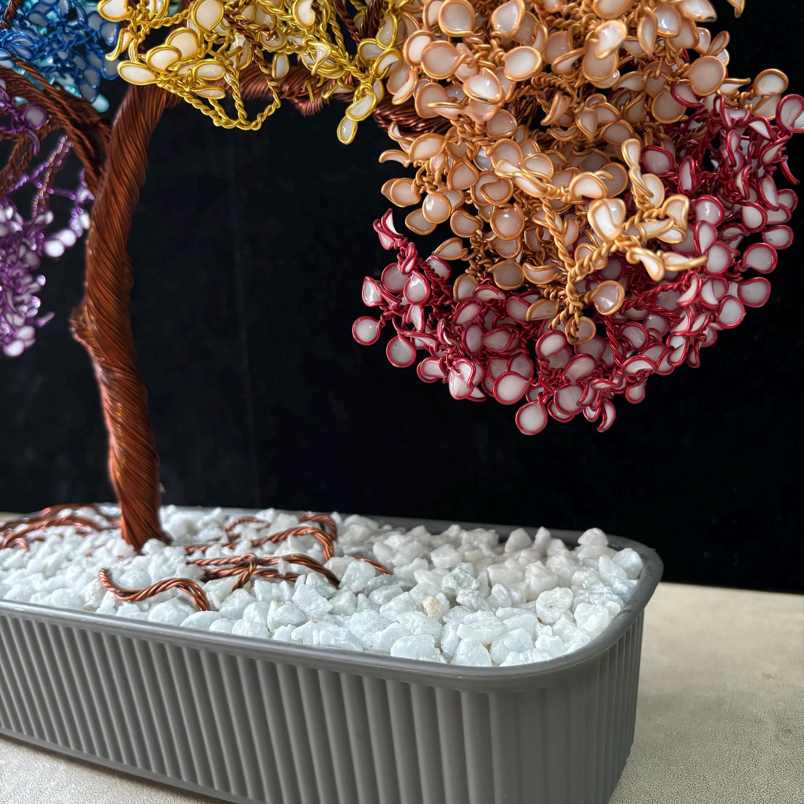 Handmade Rainbow Wire Bonsai Tree: Colorful Aluminum Sculpture - Etsy