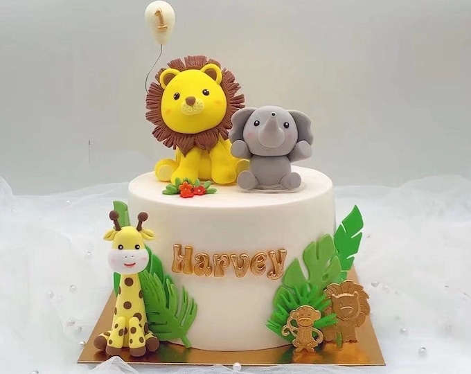 African/zoo Animals Cake Topper Lion Elephant and Giraff - Etsy