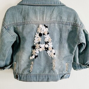 Monogram Floral Denim Jacket— Hand Embroidered Jean Jacket - Etsy