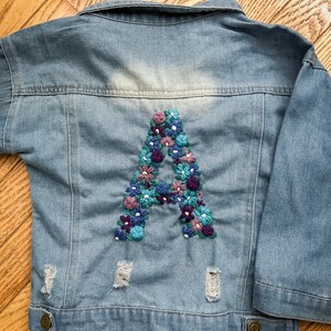 Monogram Floral Denim Jacket— Hand Embroidered Jean Jacket - Etsy