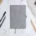Grey Suede Personalised Notebook & Pen, Luxury Initials Embossed A5 ...