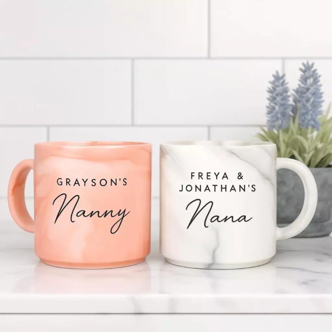 Nanny Mug: Personalised Marble Effect (dishwasher Safe, 14oz) - Etsy