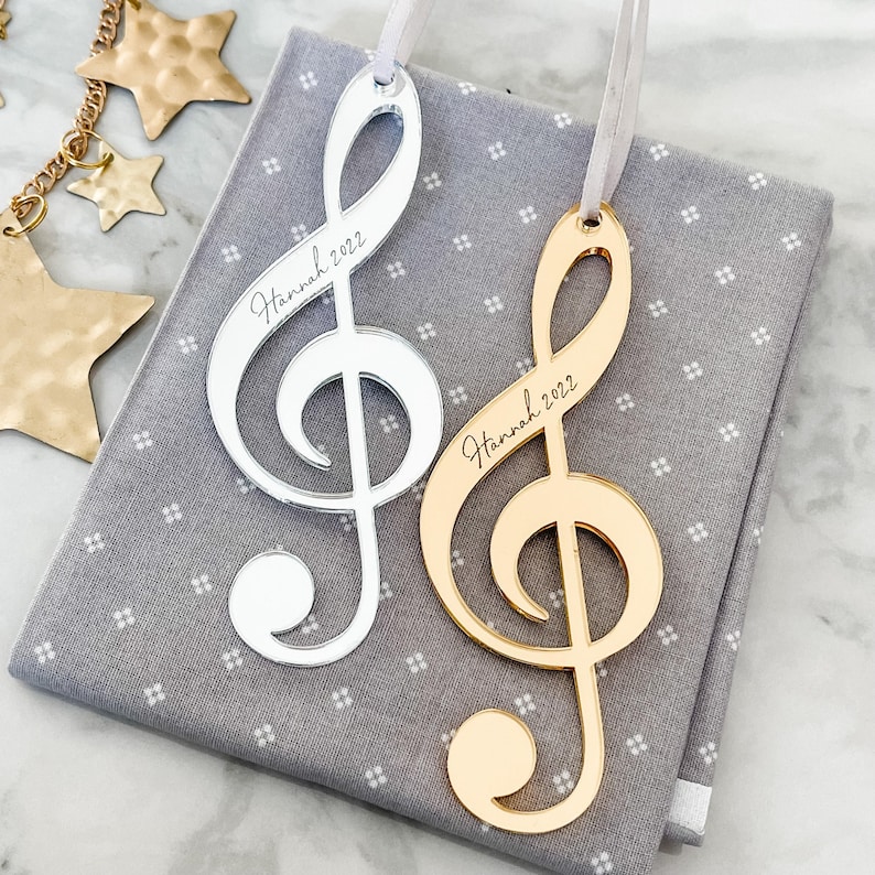 Treble Clef Hanging Ornament: Mirror Acrylic Design (ribbon Included ...