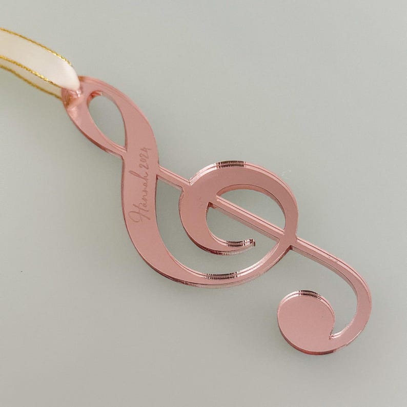 Treble Clef Hanging Ornament: Mirror Acrylic Design (ribbon Included ...