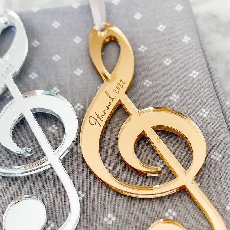 Treble Clef Hanging Ornament: Mirror Acrylic Design (ribbon Included ...