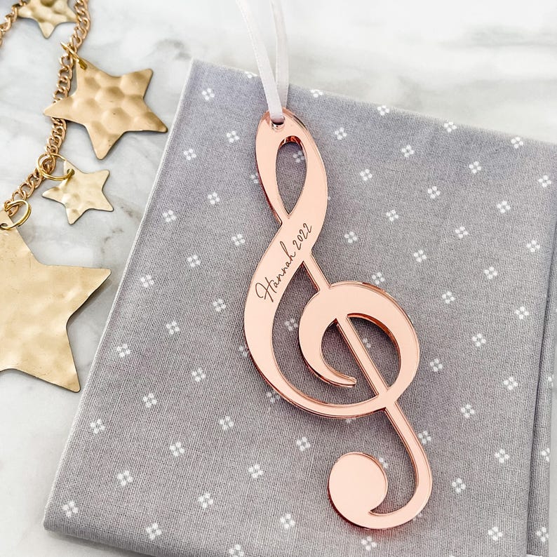Personalised Treble Clef Ornament, Music Tag (mirror Acrylic) - Etsy