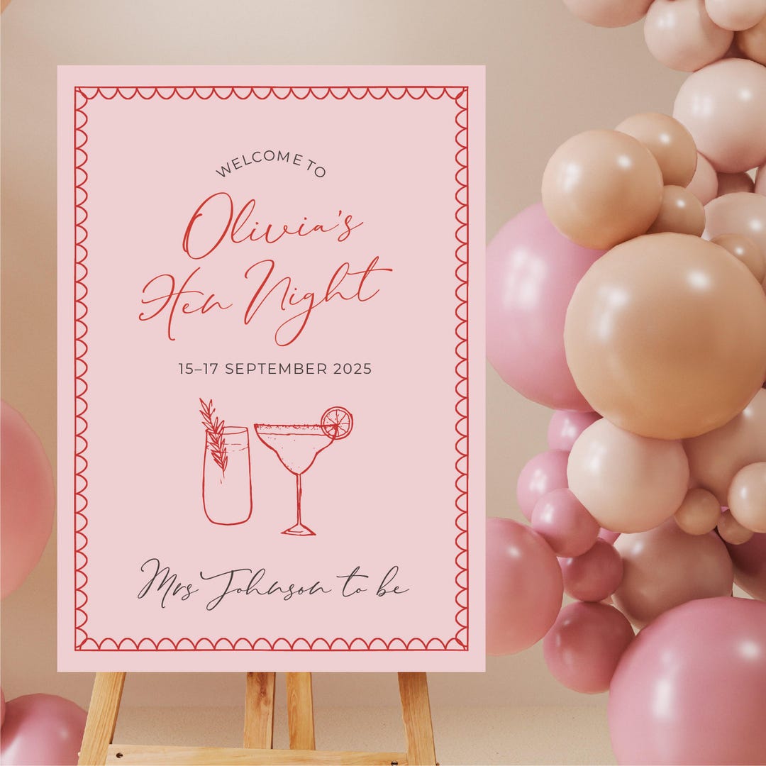 Hen Party Personalised Welcome Sign – Bride to Be Hen Do Night or ...