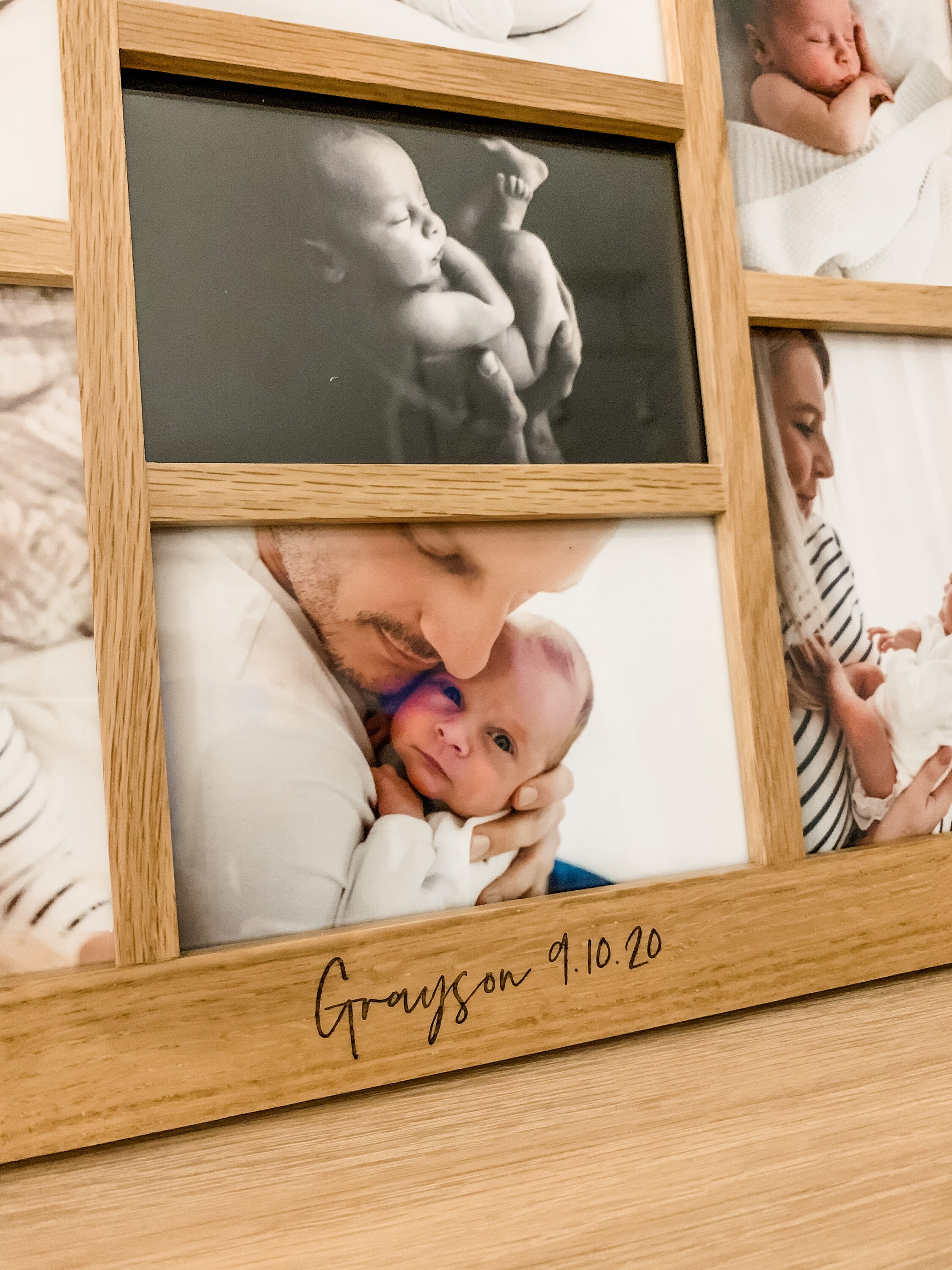 Engraved Wood Multi Frame, Personalised Aperture Photo Frame, Solid Oak ...