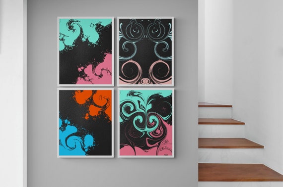 Abstract Paint Splash Modern Art Watercolour Art Print | Etsy