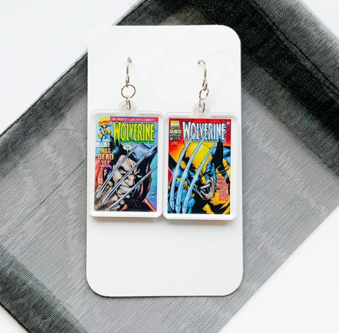 Wolverine Comic Cover Acrylic Drop Earrings - Titanium Ear Wire ...