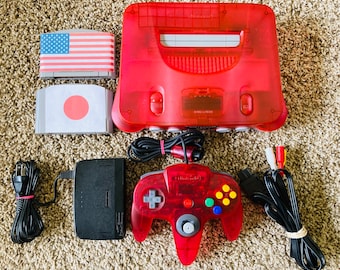 Clear Red Nintendo 64 Console Set Authentic N64 Region Free Tested ...