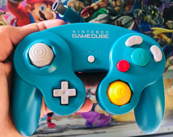 Official OEM Genuine Nintendo Gamecube Emerald Teal Blue Controller ...