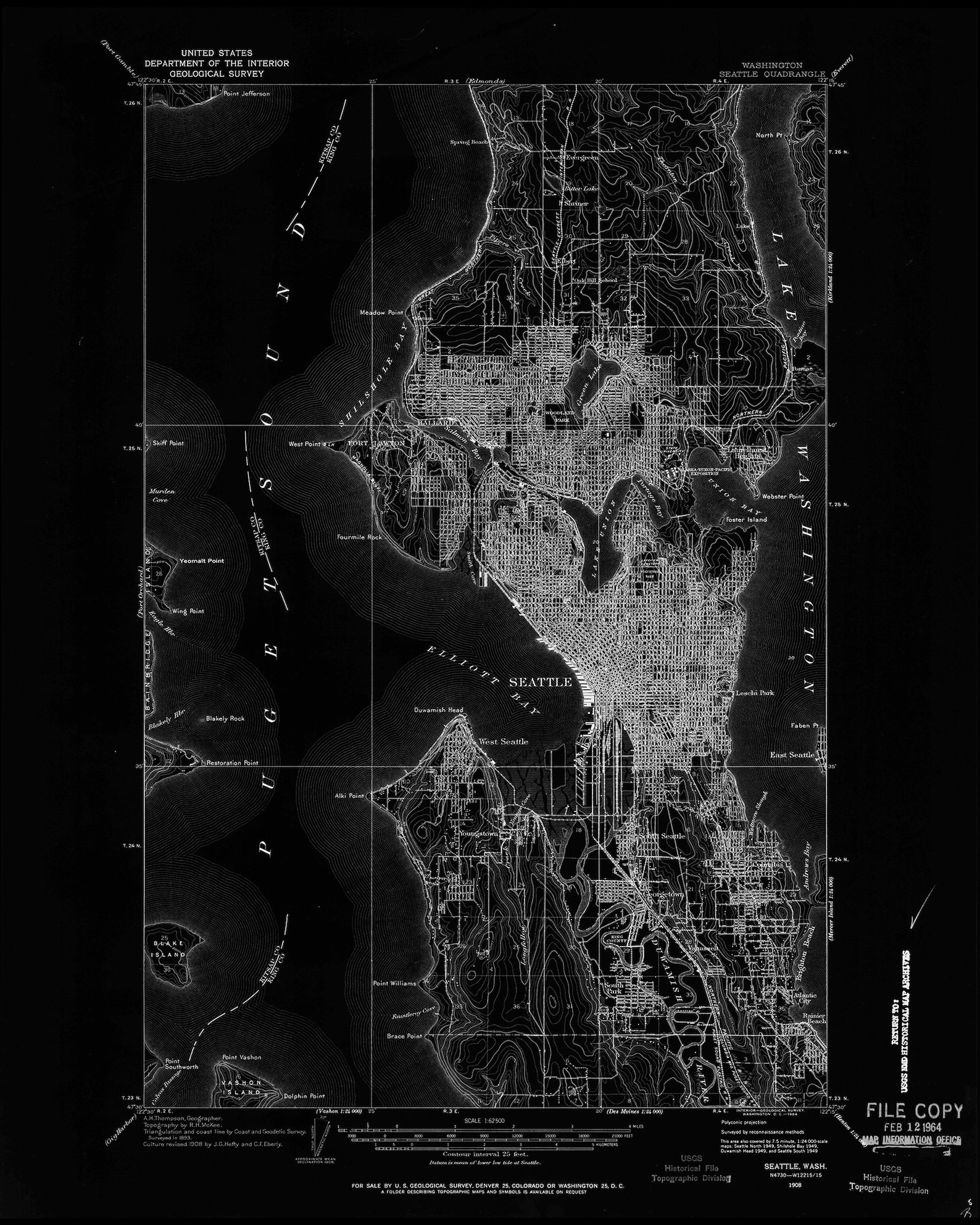 Seattle 1908 Vintage Map Vintage Map Print Adventure Print | Etsy