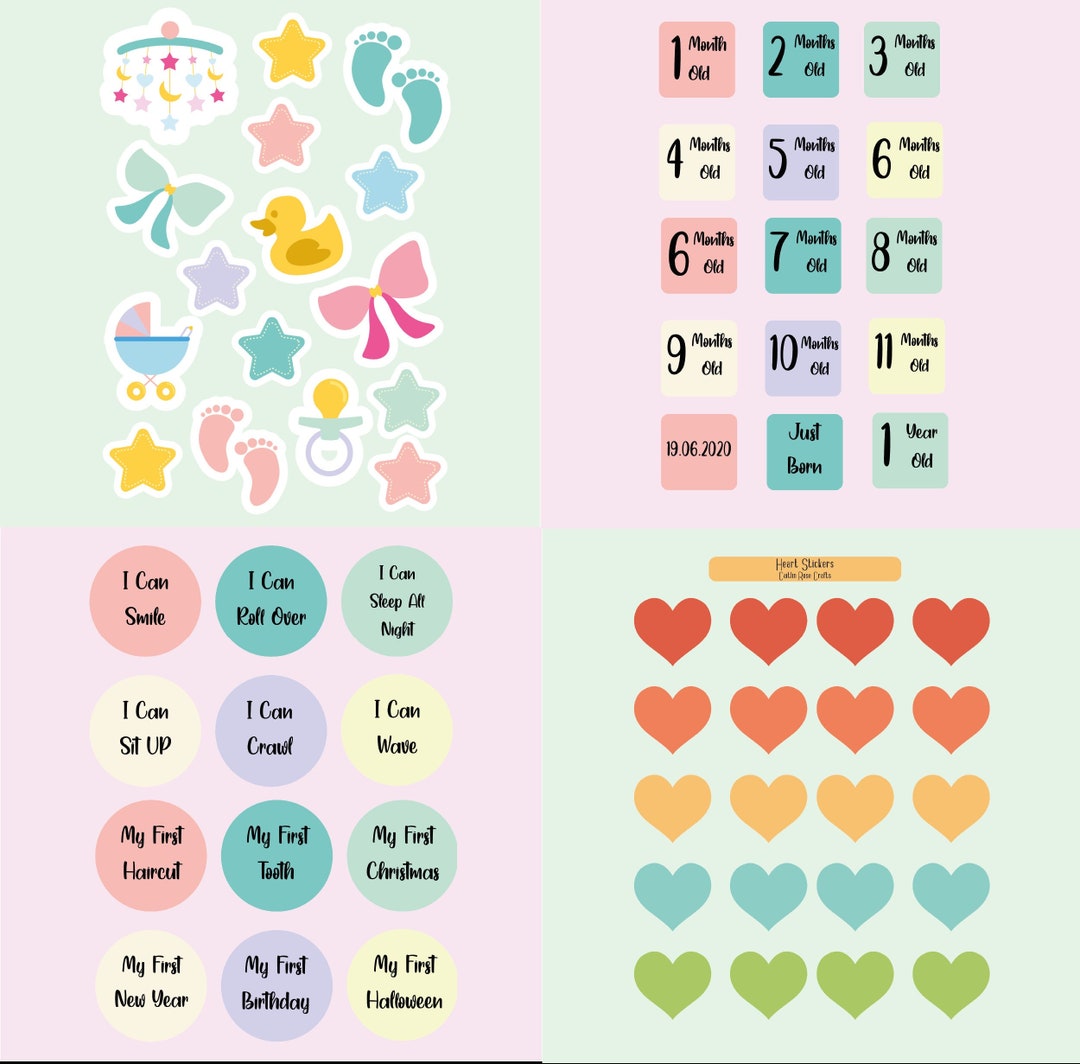 Baby Book Scrapbook Stickers Set of 4 - Etsy