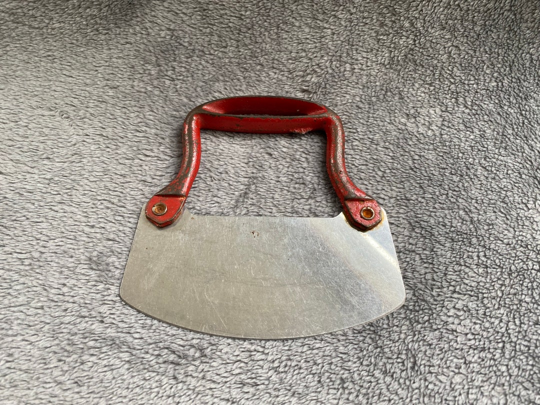 Vintage Kitchen Chopper, Heavy Red Forged Metal Handle and a Stainless ...