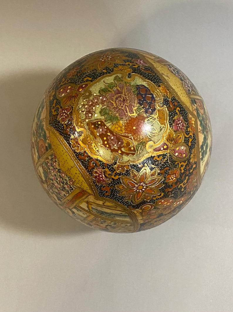 Large Vintage Hand Painted Satsuma Style Egg, 8.5" Tall, Geisha and ...
