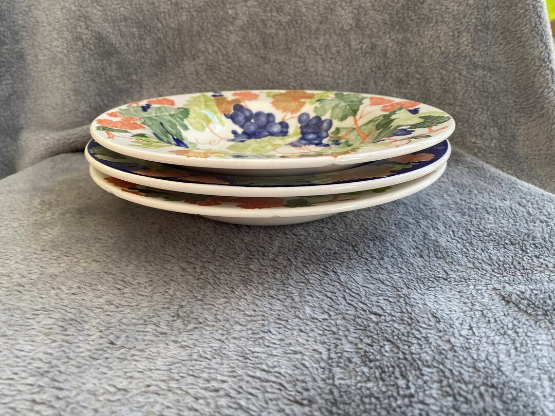 Three Vintage Italian Shallow Soup or Salad Bowls, Hand Painted ...