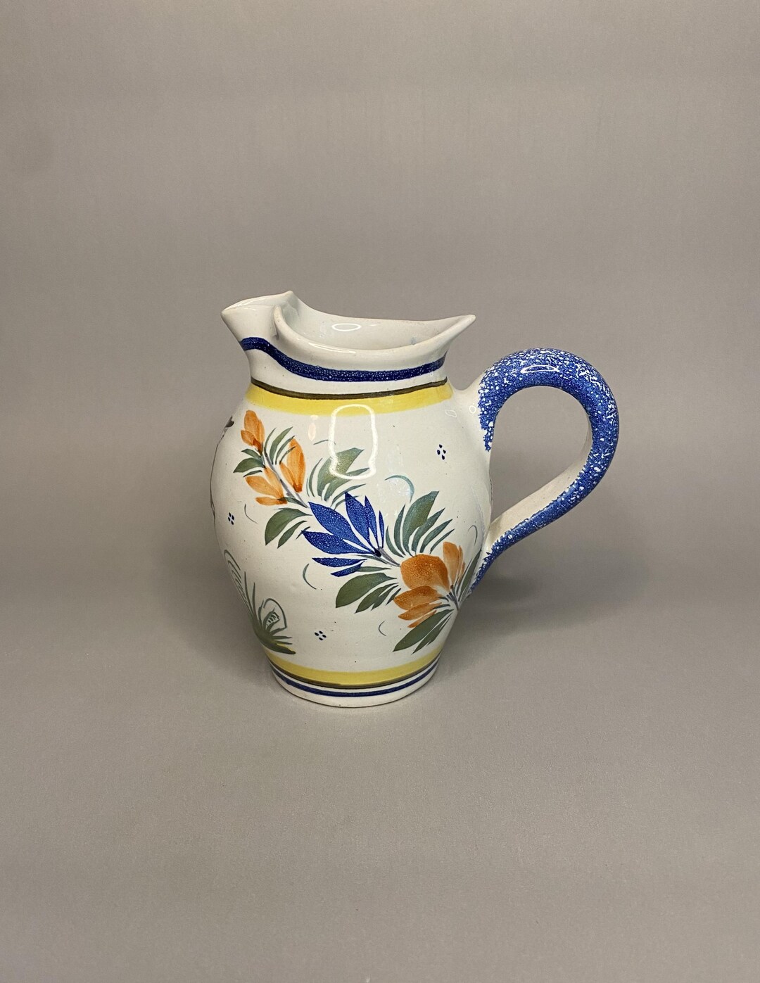 Small, Vintage, Ceramic, Henriot Quimper Pitcher Creamer Vase Decanter ...