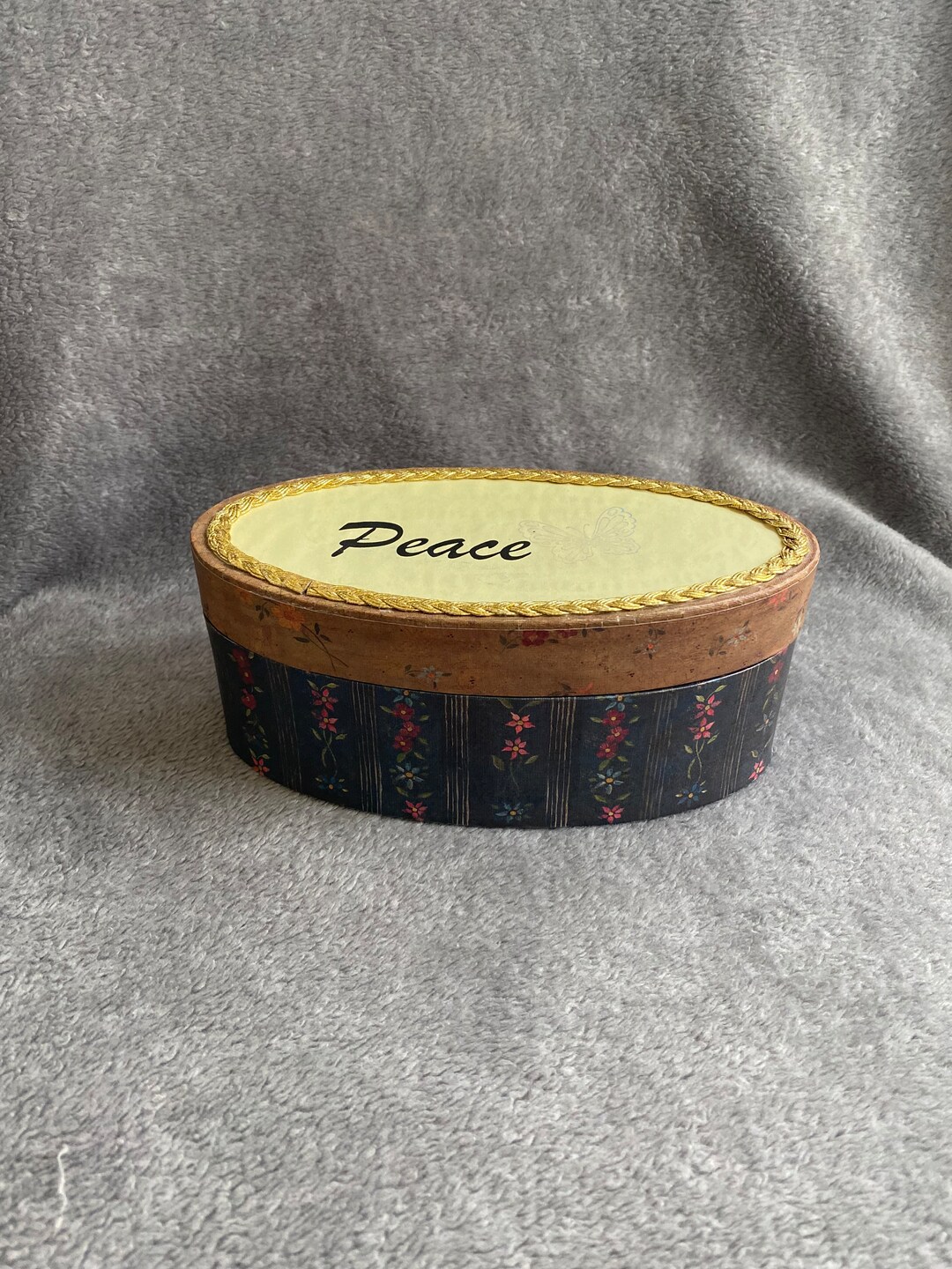 Vintage, Single, Oval Shaped Paper Box, Primitives Collection, Trinket ...