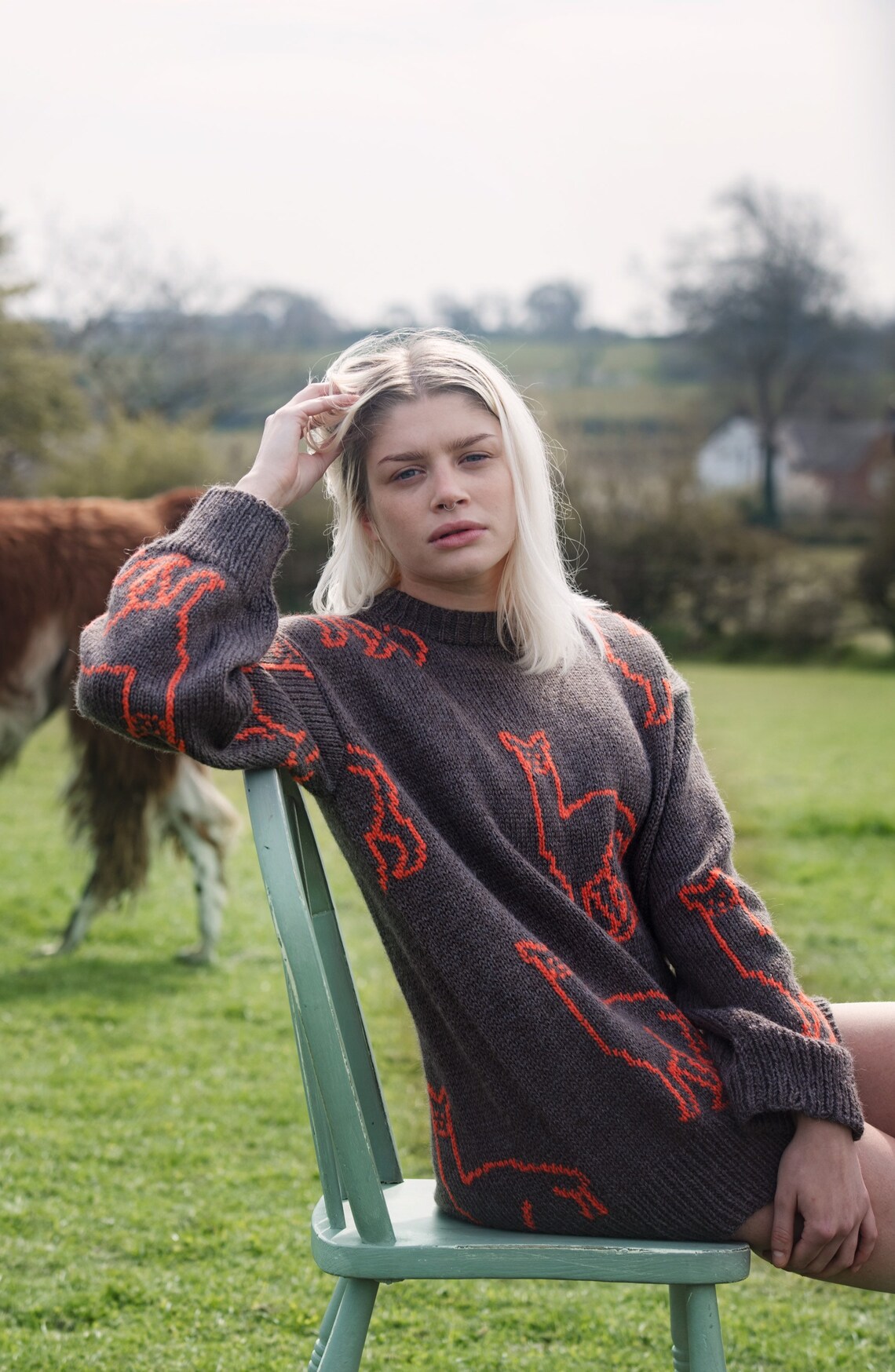 Hand Made Alpaca Repeat Design Oversized Jumper in Luxurious Alpaca ...