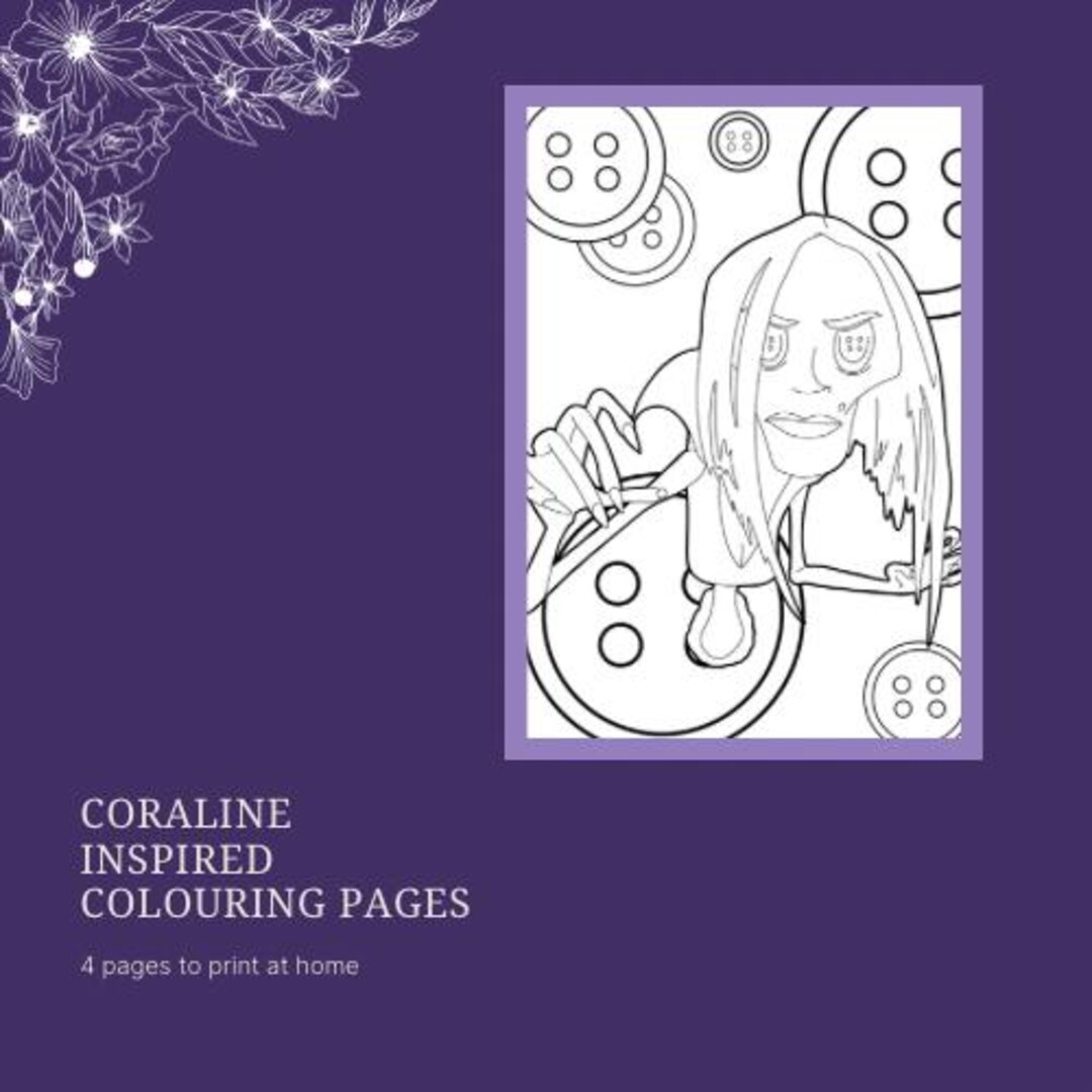 4 Coraline Inspired Colouring Pages to Print at Home, Digital Colouring ...
