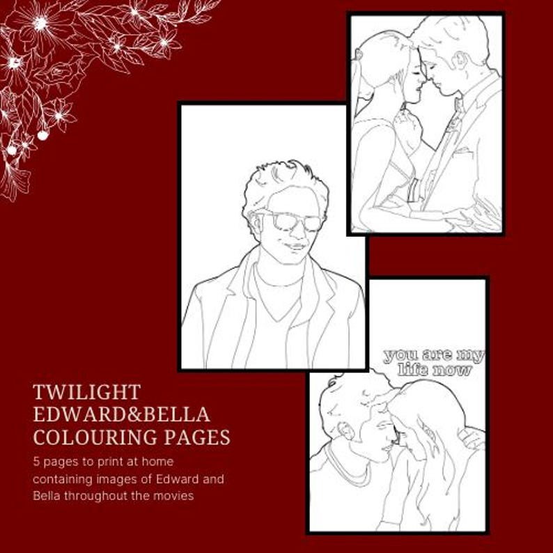 Twilight Edward & Bella Coloring Pages | Printable Twilight Art ...