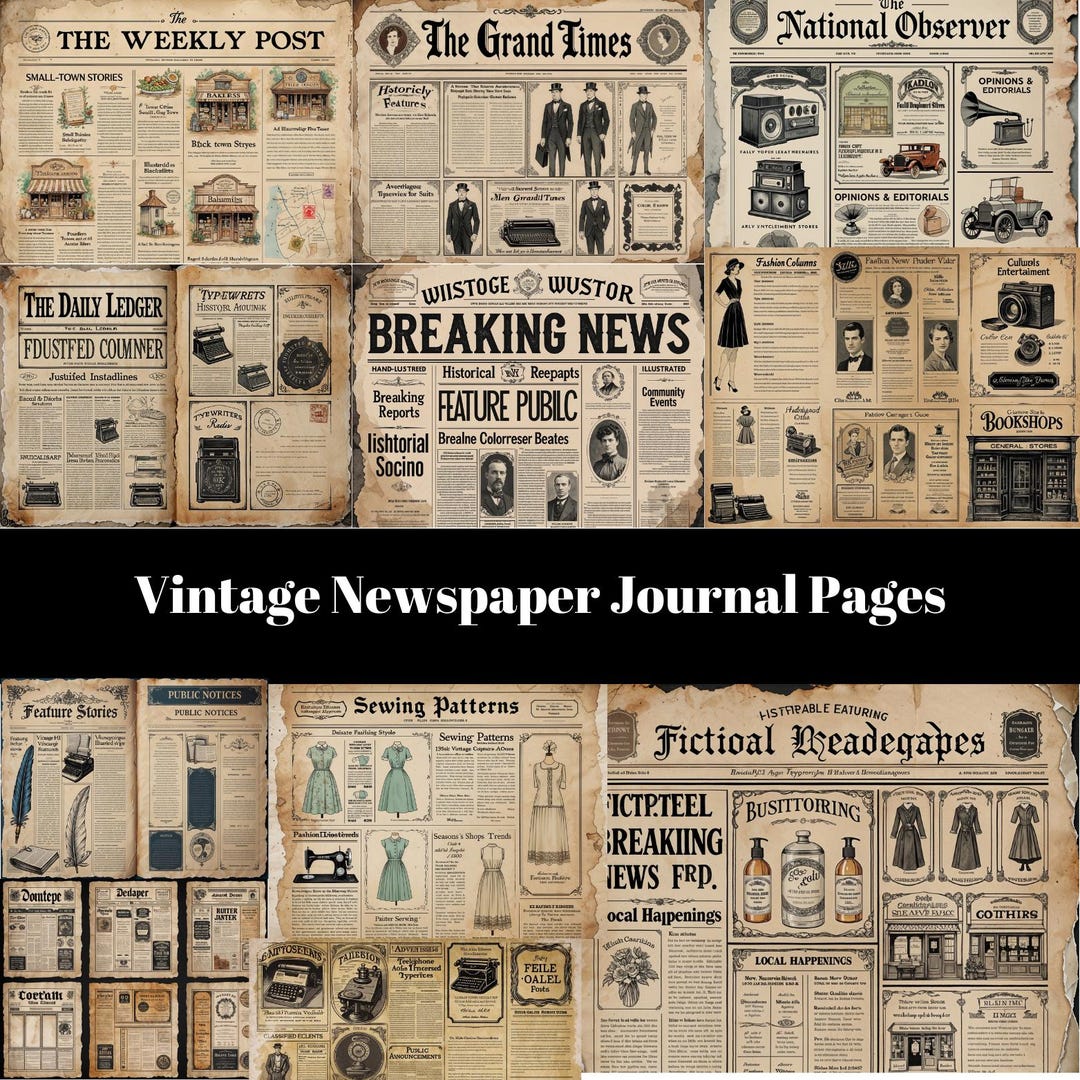 Vintage Newspaper Ephemera: Retro Ads, Headlines (digital Download) - Etsy