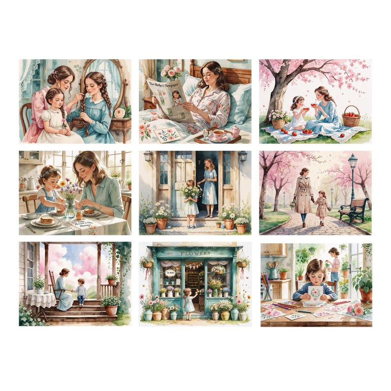 Mother's Day Junk Journal Kit, 57 Pages Vintage Watercolor Mom Ephemera ...