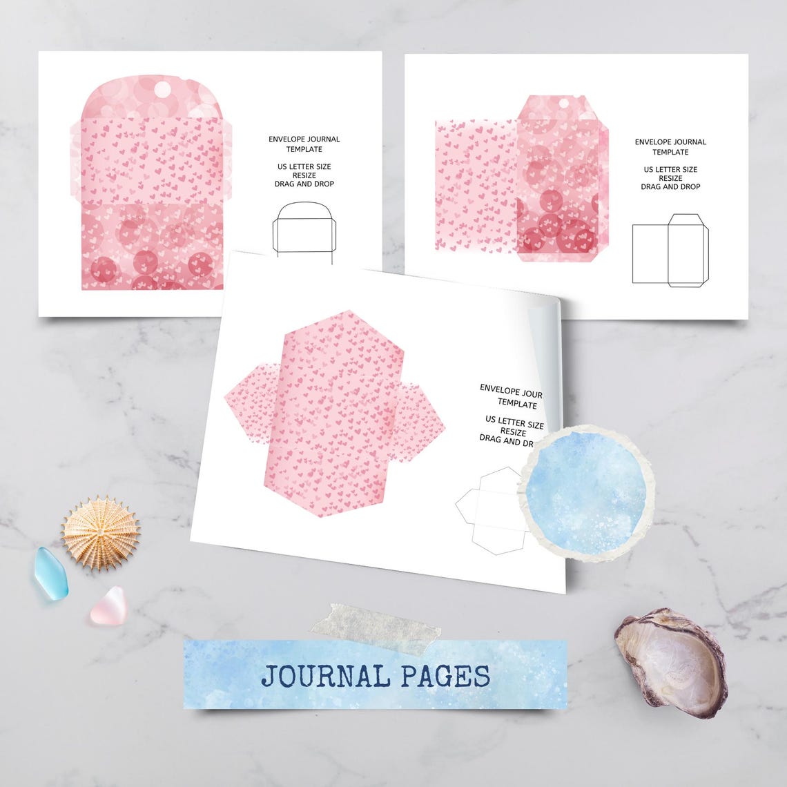 Valentine Heart Envelope Templates : 8 Love Envelopes Printable ...