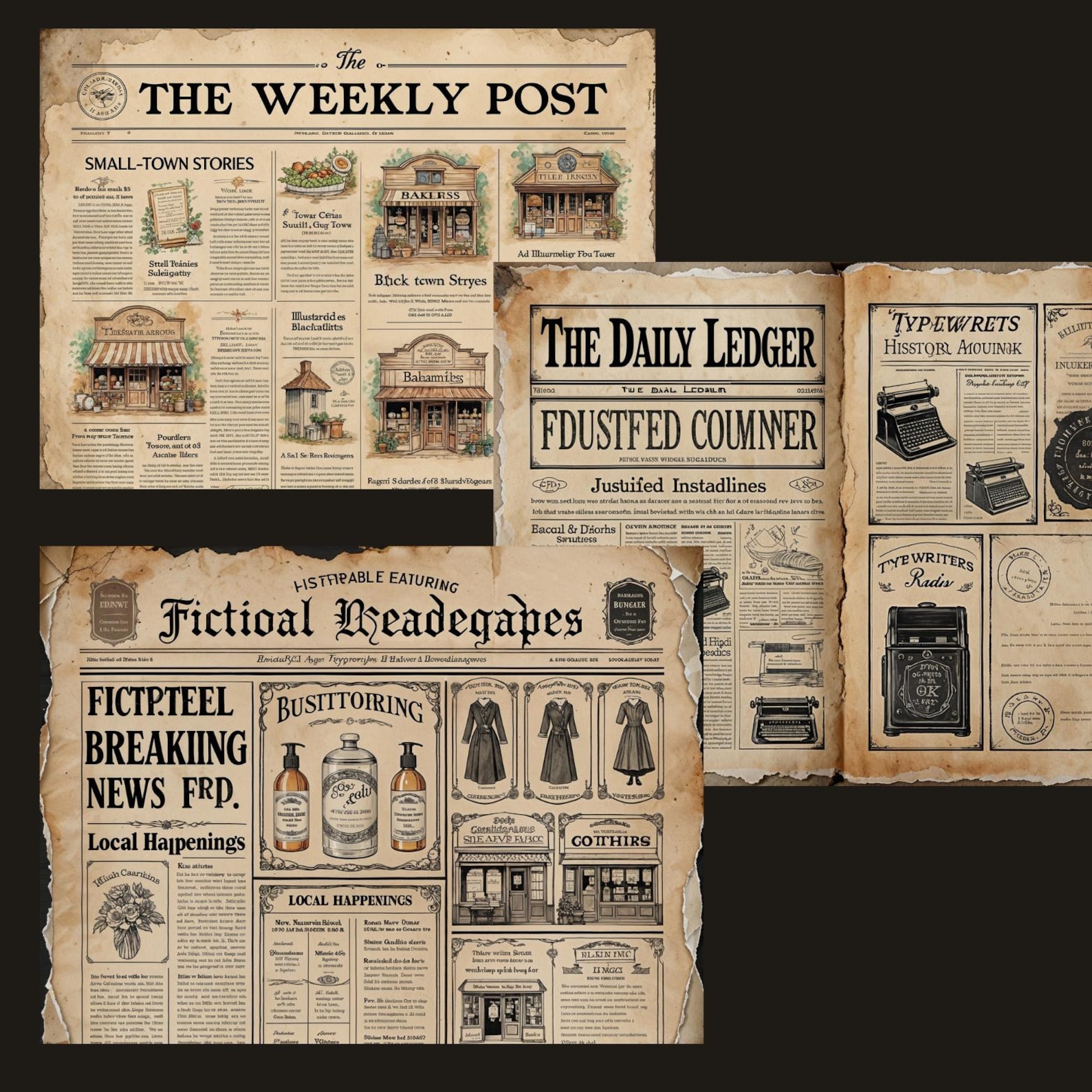 Vintage Newspaper Ephemera: Retro Ads, Headlines (digital Download) - Etsy