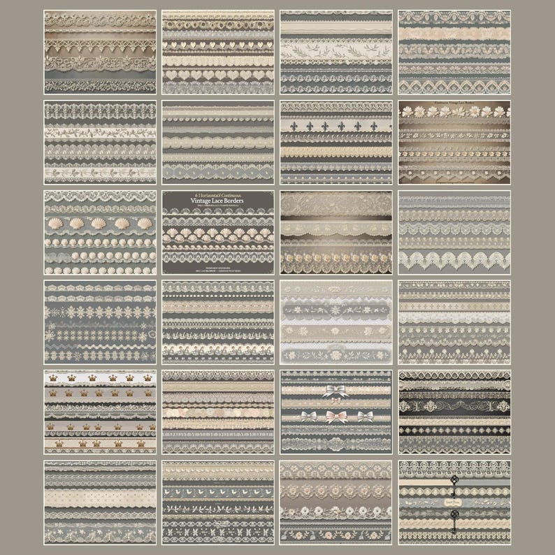 Vintage Lace Border Bundle, Lace Trim Fussy Cuts Victorian Lace Kit ...