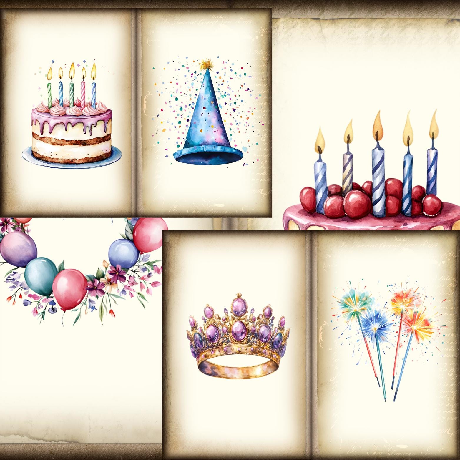 Birthday Junk Journal Kit, Printable Birthday Scrapbook Pages, Birthday ...